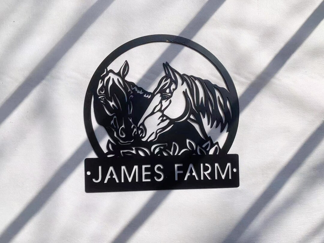 Personalized Equestrian Farm Sign, Custom Metal Horse Barn Plaque ...