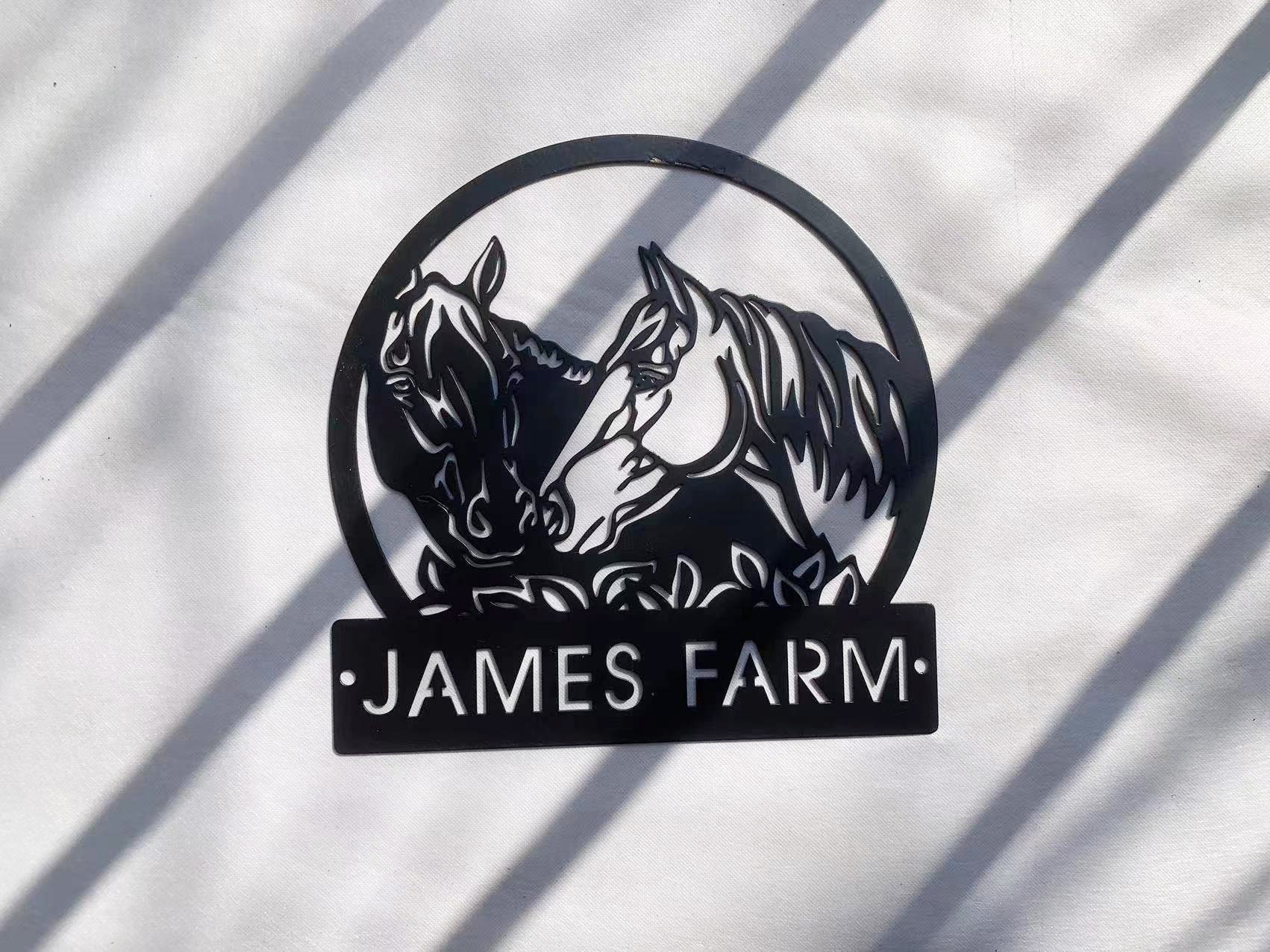Personalized Equestrian Farm Sign, Custom Metal Horse Barn Plaque ...