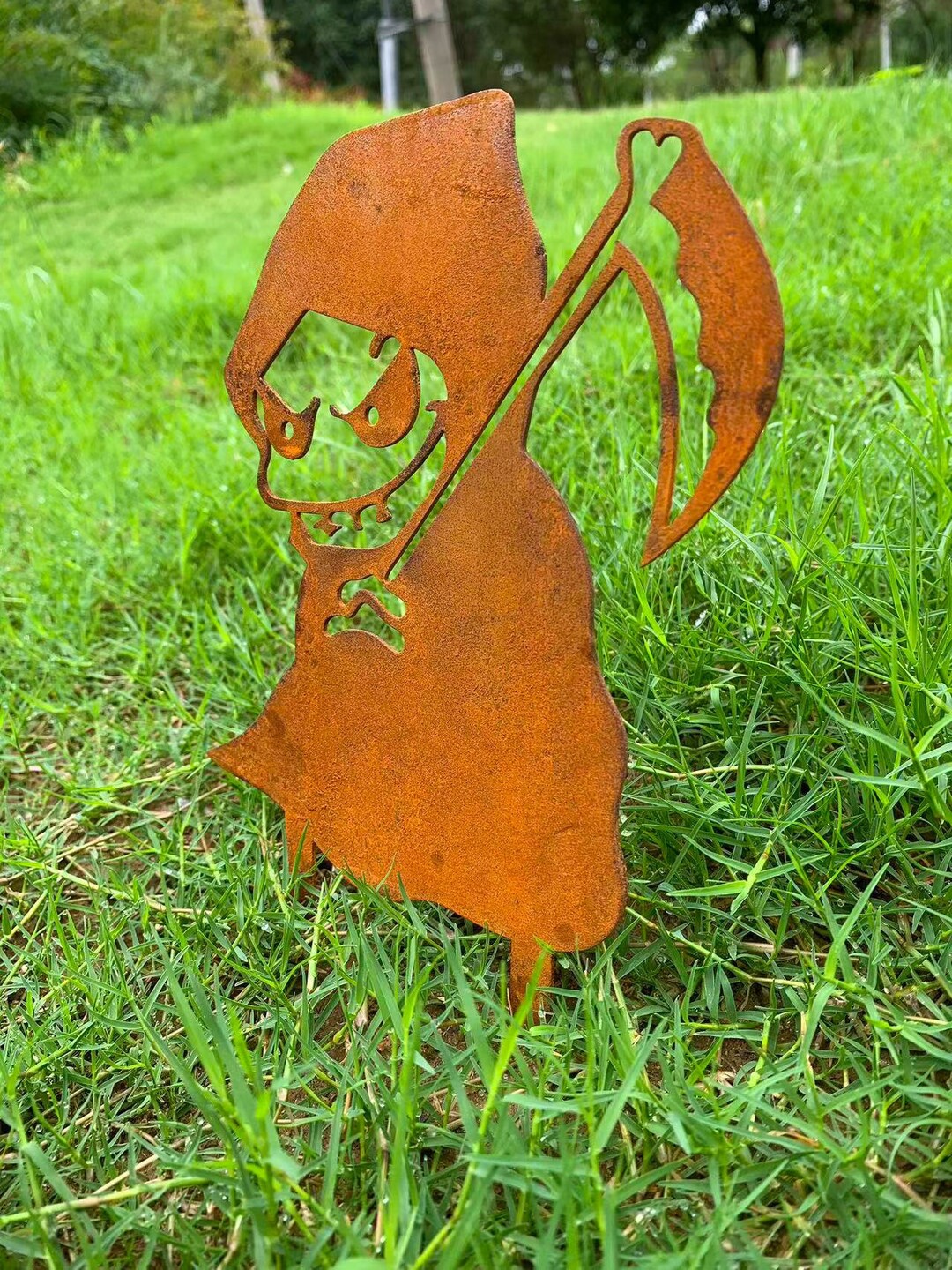 Rustic Metal Grim Reaper Yard Stake for Halloween. Spooky Reaper ...