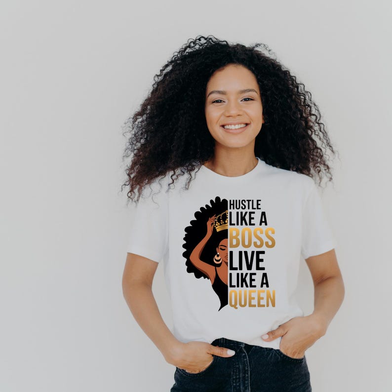 3-hustle Like A Boss Live Like A Queen PNG Image|black Woman Clipart ...