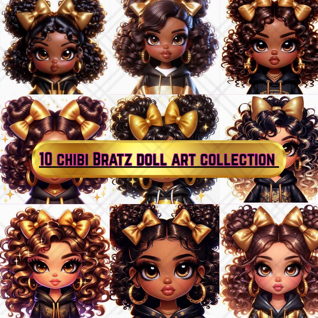 10 imágenes PNG de muñecas Bratz chibi / Clip art de niña negra con ...