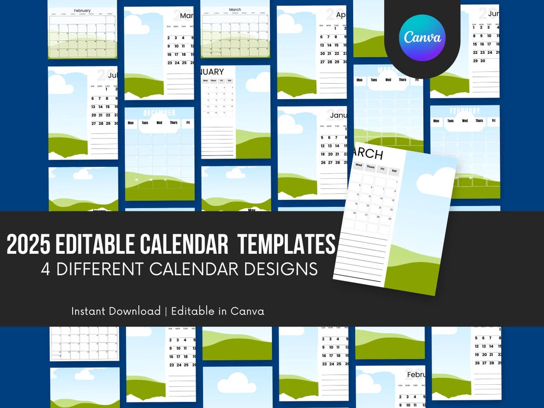 Editable 2025 Calendar Template|fully Editable in Canva|create ...