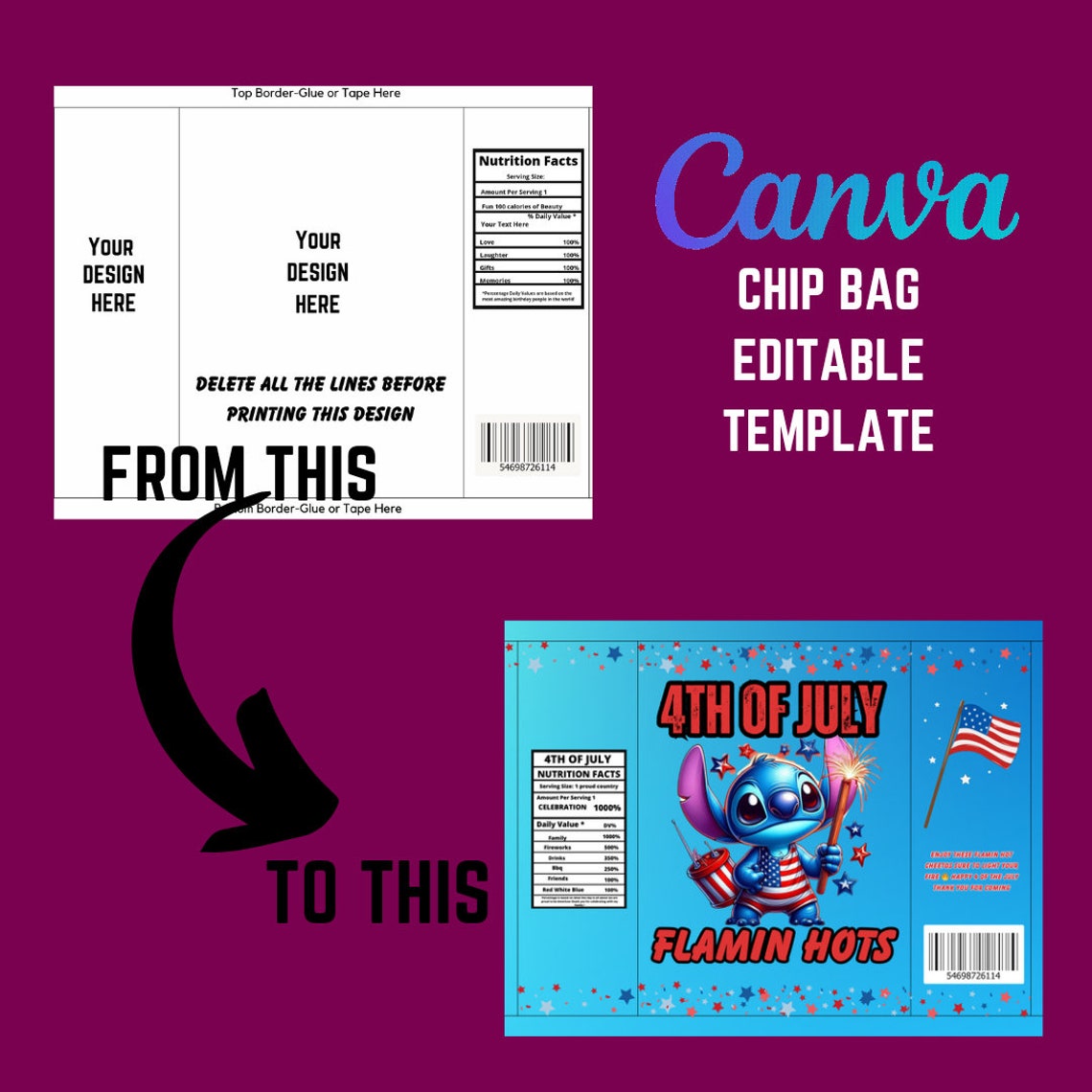 Chip Bag Template|blank Chip Bag Template| Chip Bag Template Canva ...
