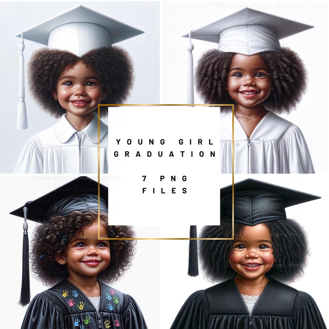 7-young Black Girl With Grad Cap PNG Graduation 2024 Pnggraduate ...