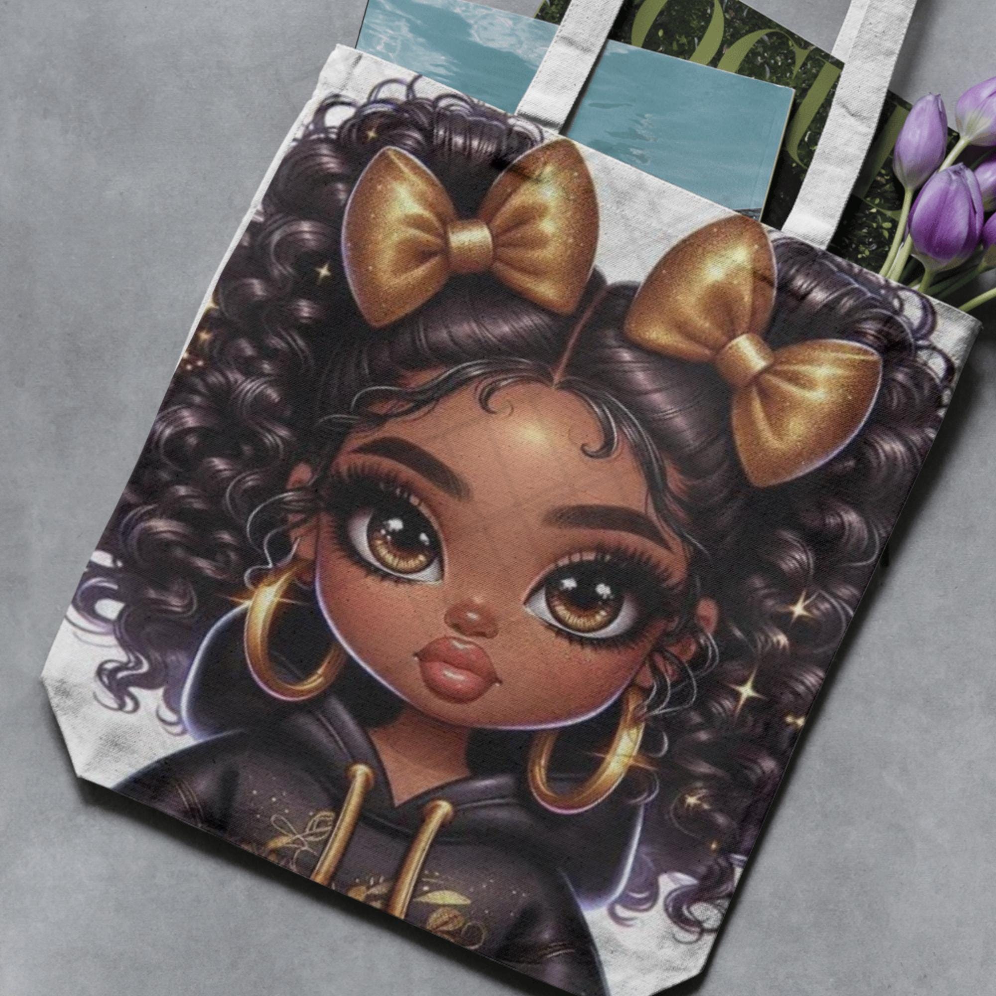 10 Chibi Bratz Doll Pngs | Curly Hair Gold Bow Black Girl Clipart ...