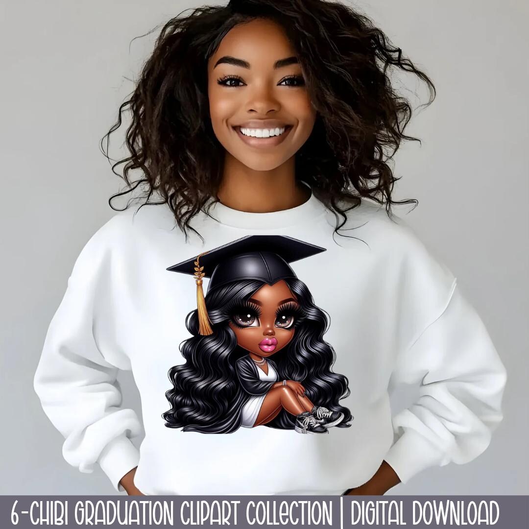 6-chibi Graduation Stickers Clipart| Graduation Woman Clipart|woman ...