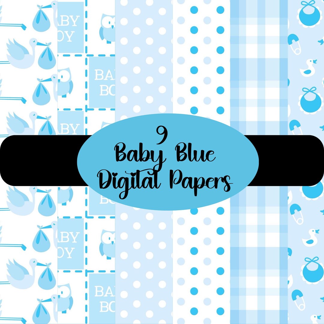 Baby Blue Digital Papers – 9 PNG Backgrounds + Canva Template Link - Etsy