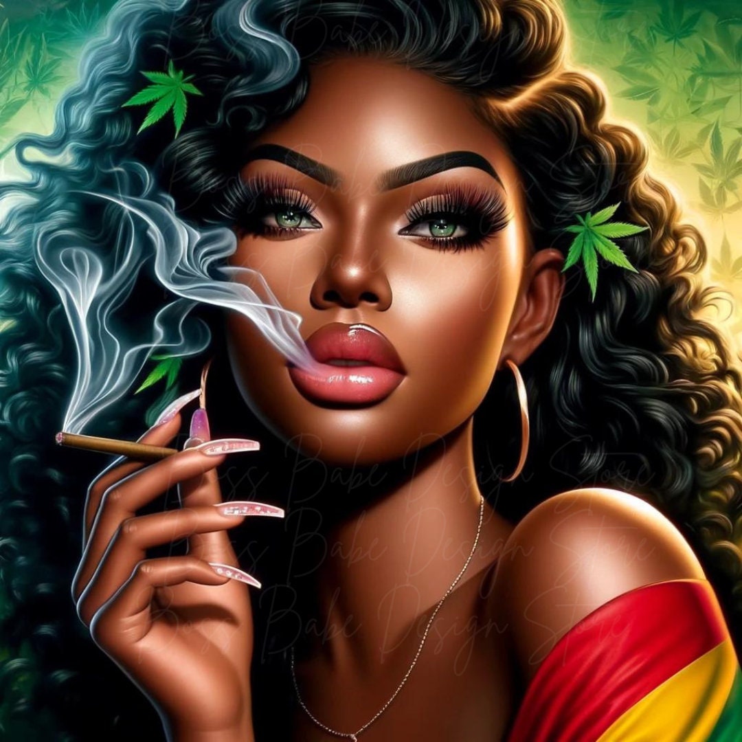 1-420 Black Woman Png Sublimation Design| Black Woman Png | Cannabis Png| Smoking Black Woman ...