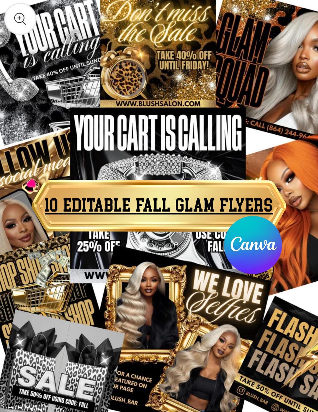 10 Fall Glam Flyers | Editable Canva Templates for Boutique, Salon ...