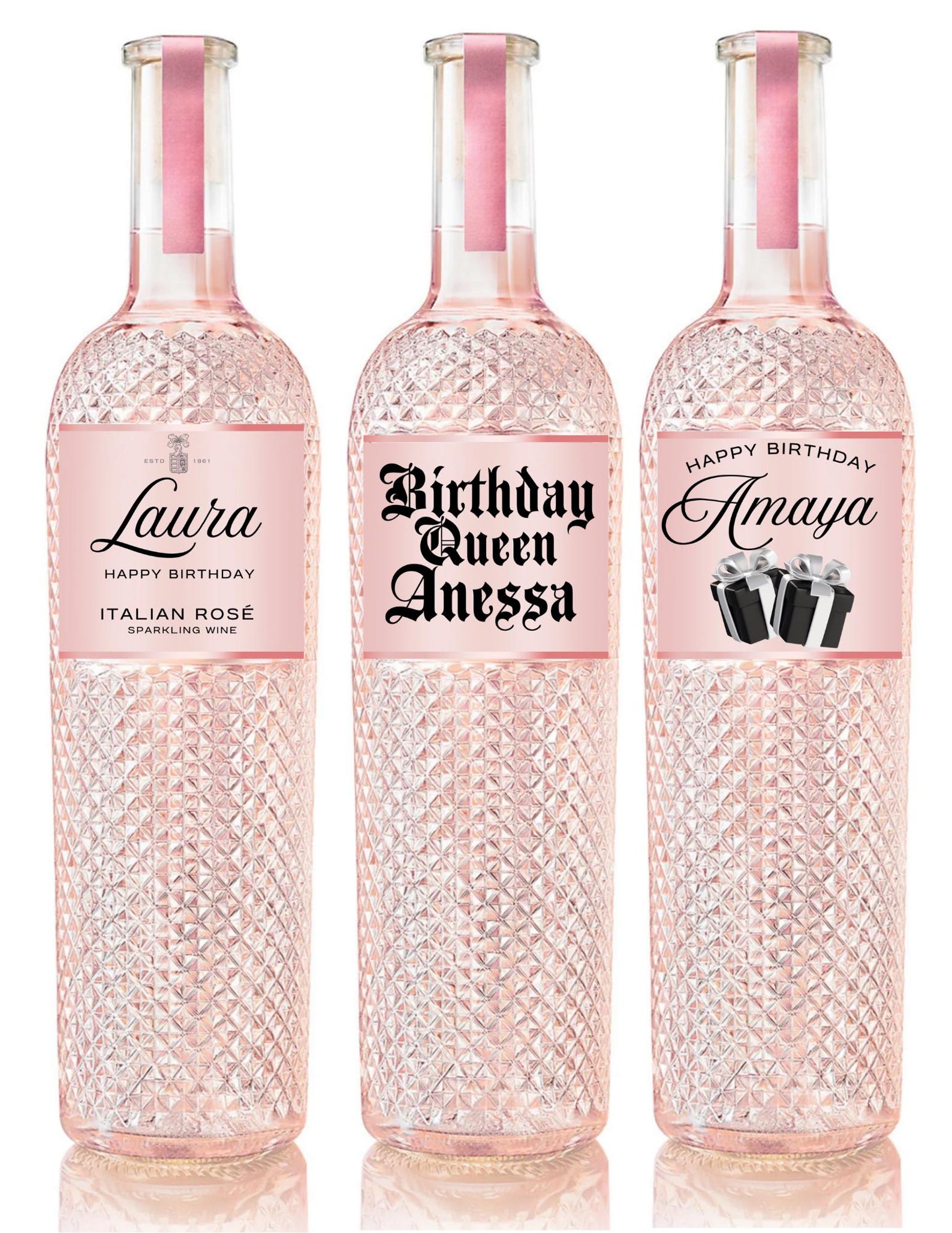 Pink Rose Label Template|alcohol Label Template|personalized Alcohol ...