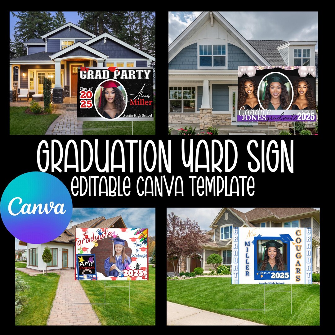 Graduation Yard Sign Templates|canva Editable|grad Signs|graduation ...