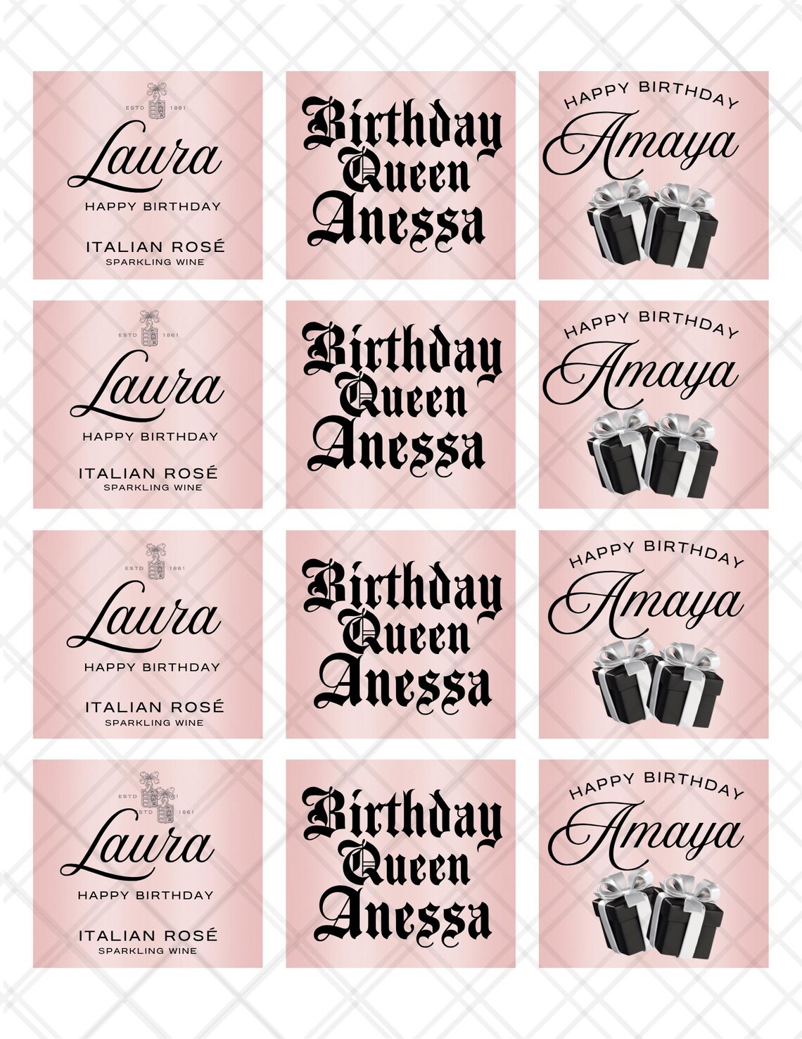 Pink Rose Label Template|alcohol Label Template|personalized Alcohol ...