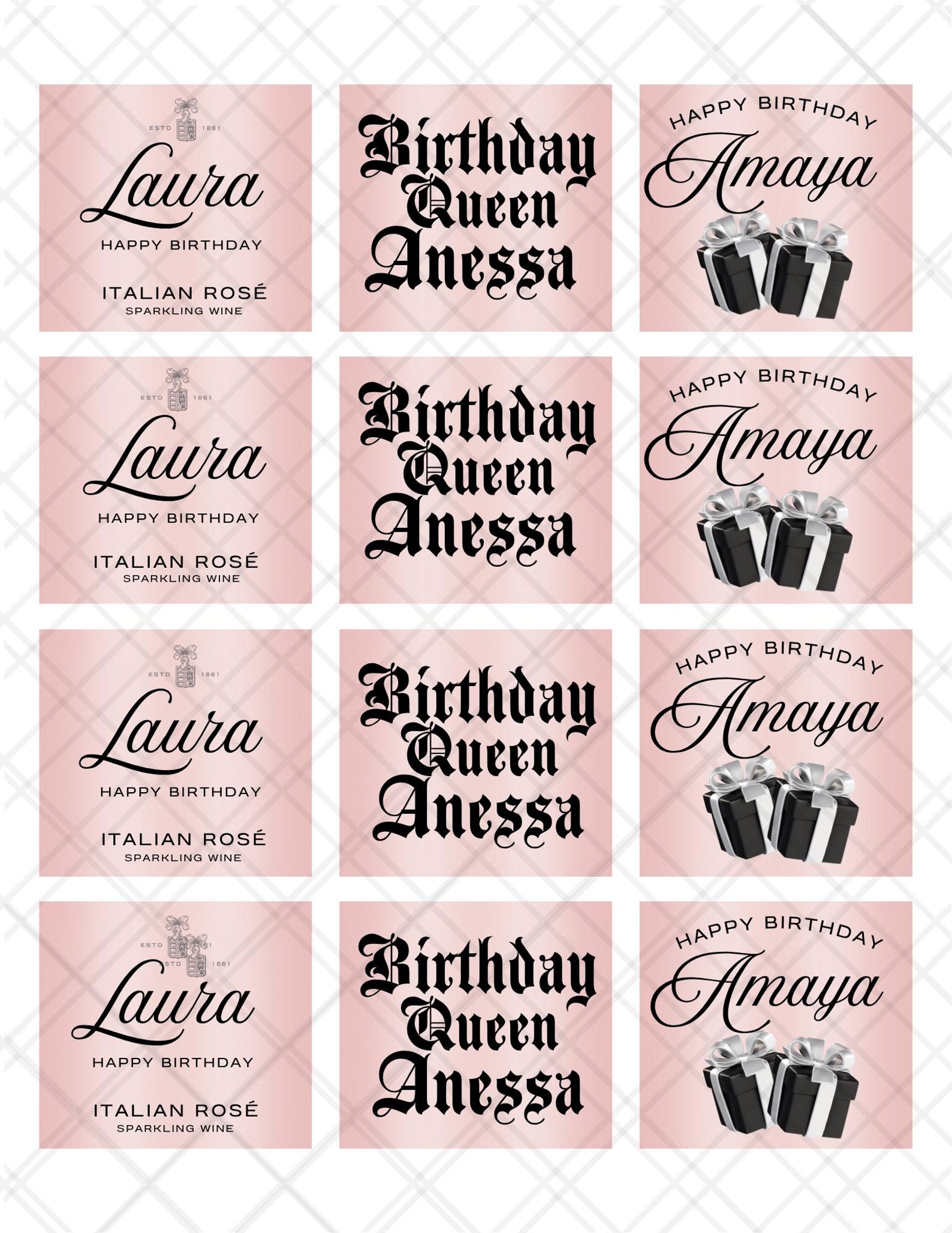 Pink Rose Label Template|alcohol Label Template|personalized Alcohol ...