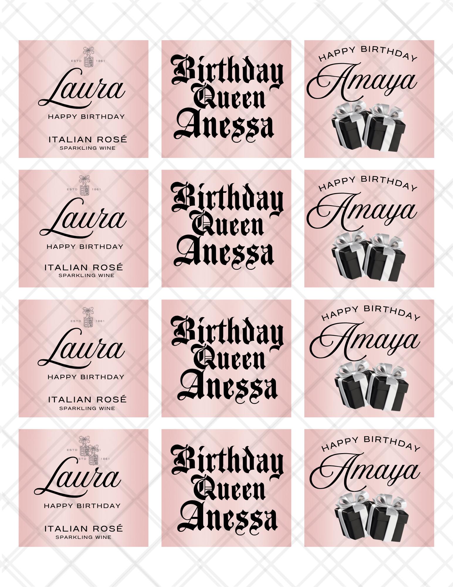 Pink Rose Label Template|alcohol Label Template|personalized Alcohol ...