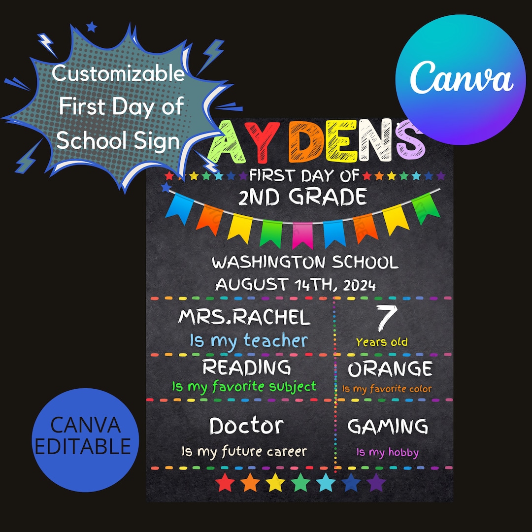 First Day of School Sign|editable First Day of School Sign|editable ...