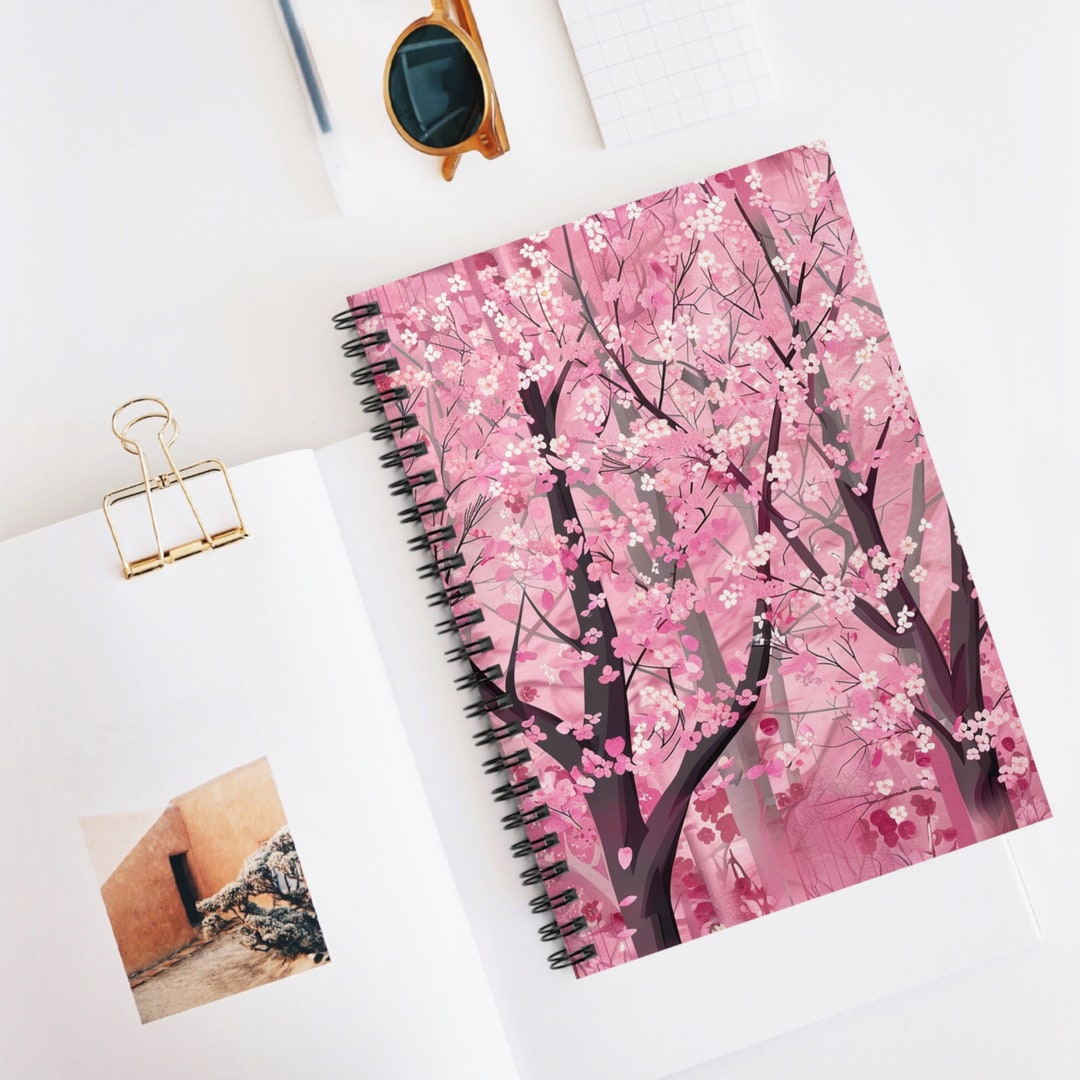 Spiral 6" X 8" Notebook - Cherry Blossom Trees Design - Etsy