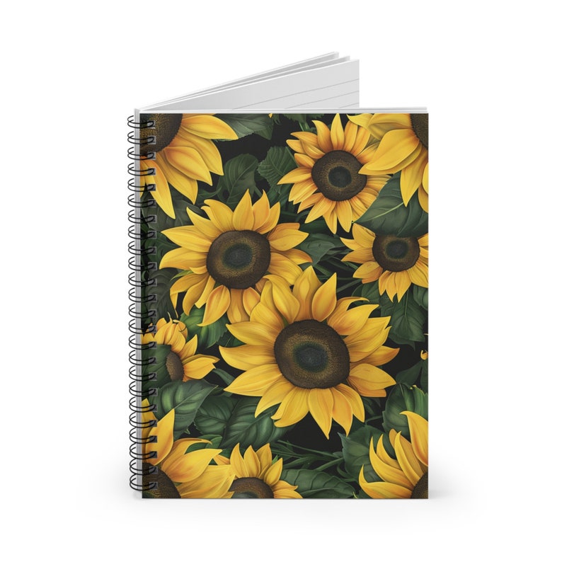 Spiral 6" X 8" Notebook - Sunflowers and Their Leaves in Different ...