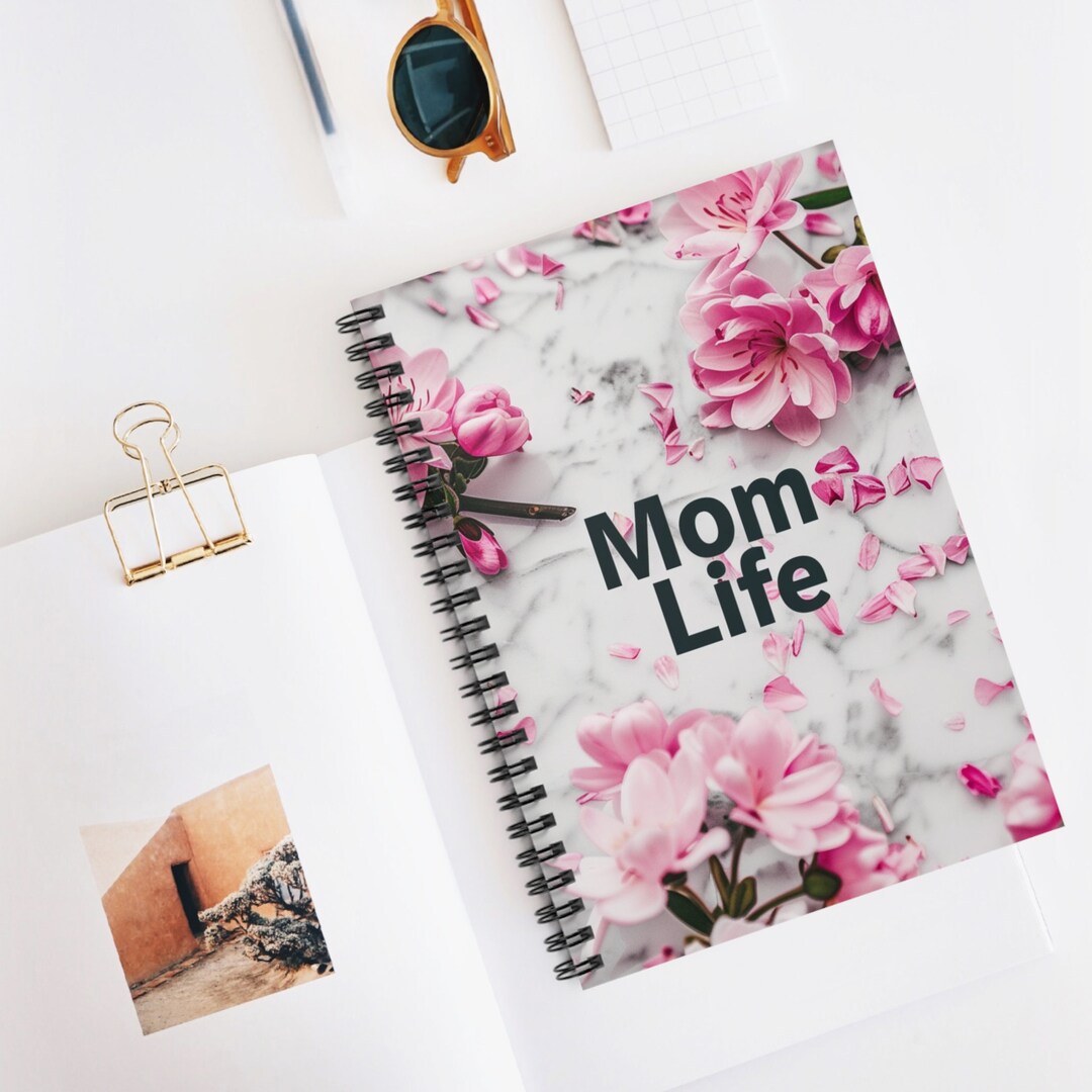 Spiral 6" X 8" Notebook - Mom Life Text With White Marble and Pink ...