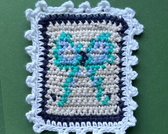 Crochet Heart With Arrow Postage Stamp Pattern Coaster/tapestry/ Wall ...