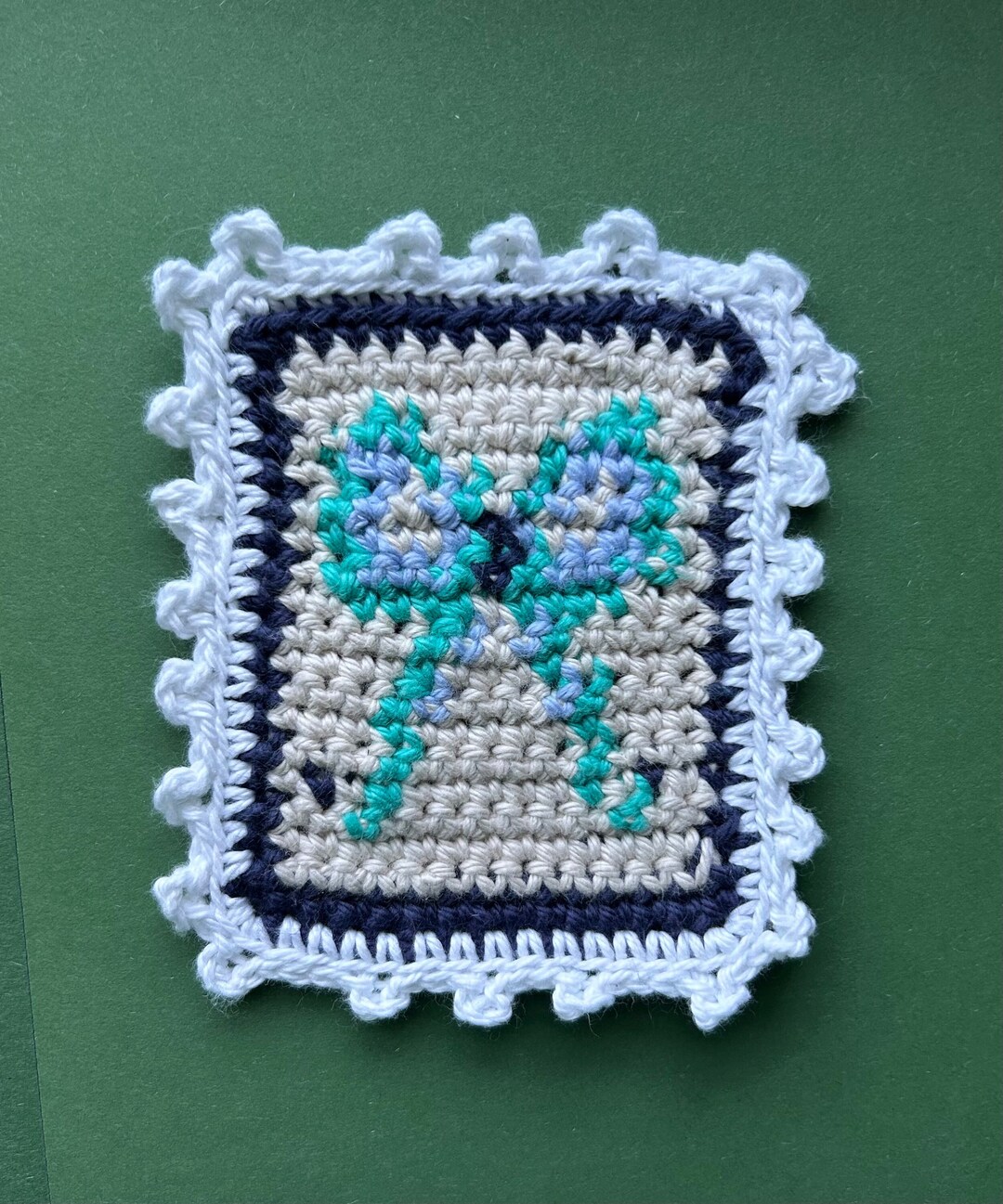 Crochet Bow Postage Stamp Tapestry/coaster/wall Decor - Etsy