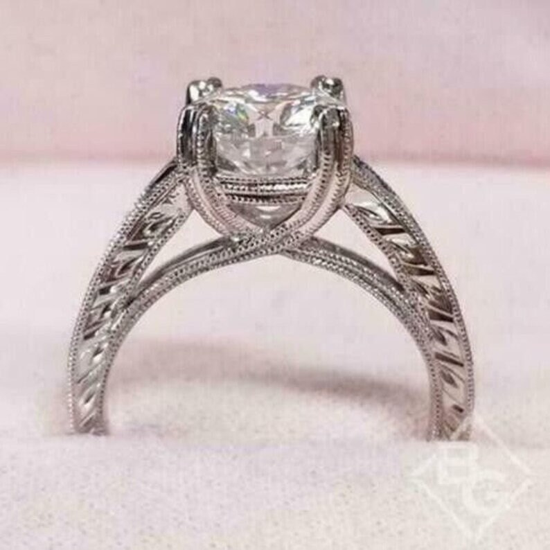 1880s Retro Vintage Bridal Set Wedding Engagement Ring 2.50 Ct White ...