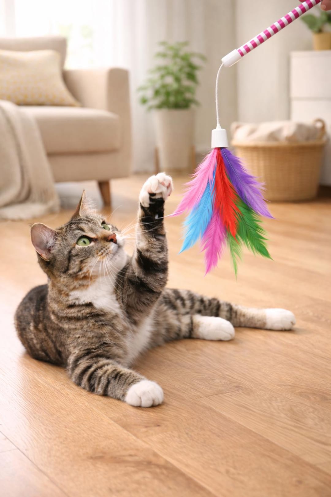 Colorful Feather Cat Wand Toy - Etsy