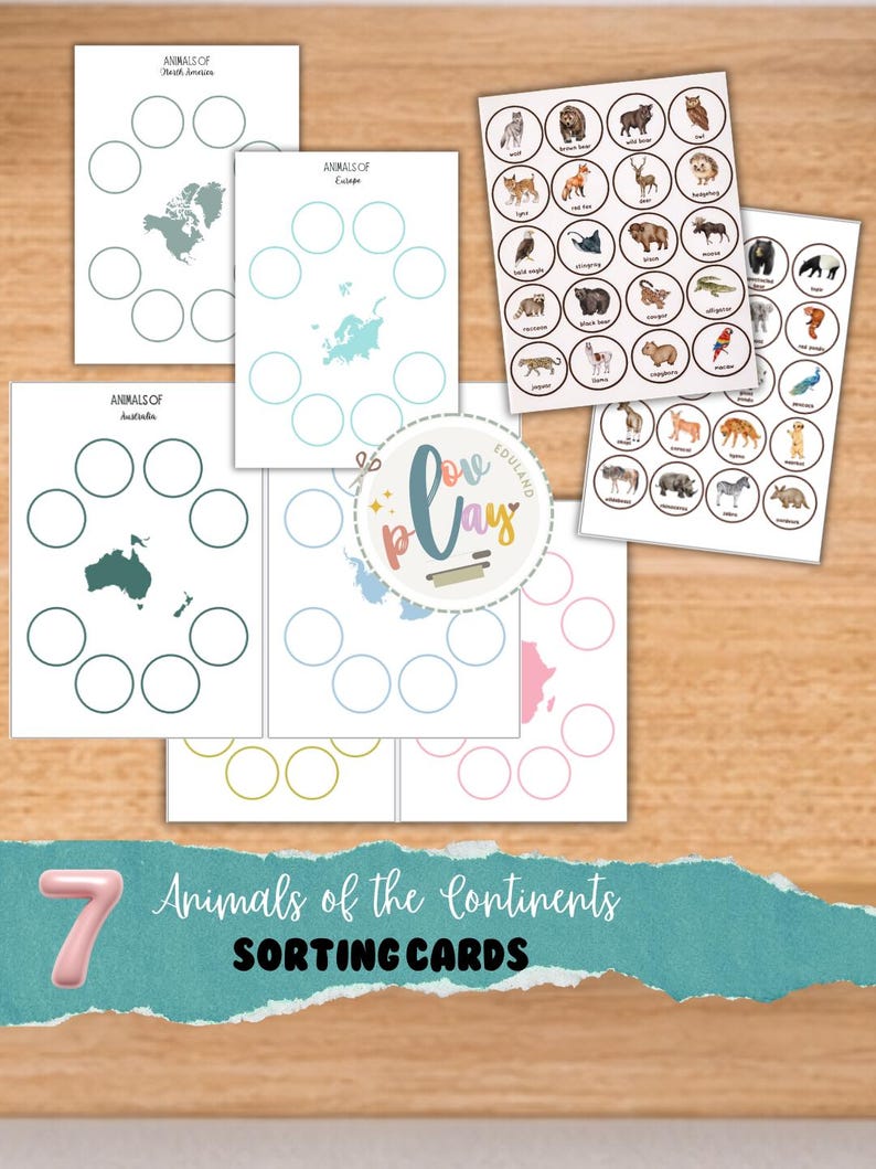 Animals Continents Matching Activity | Montessori Geography Printable ...