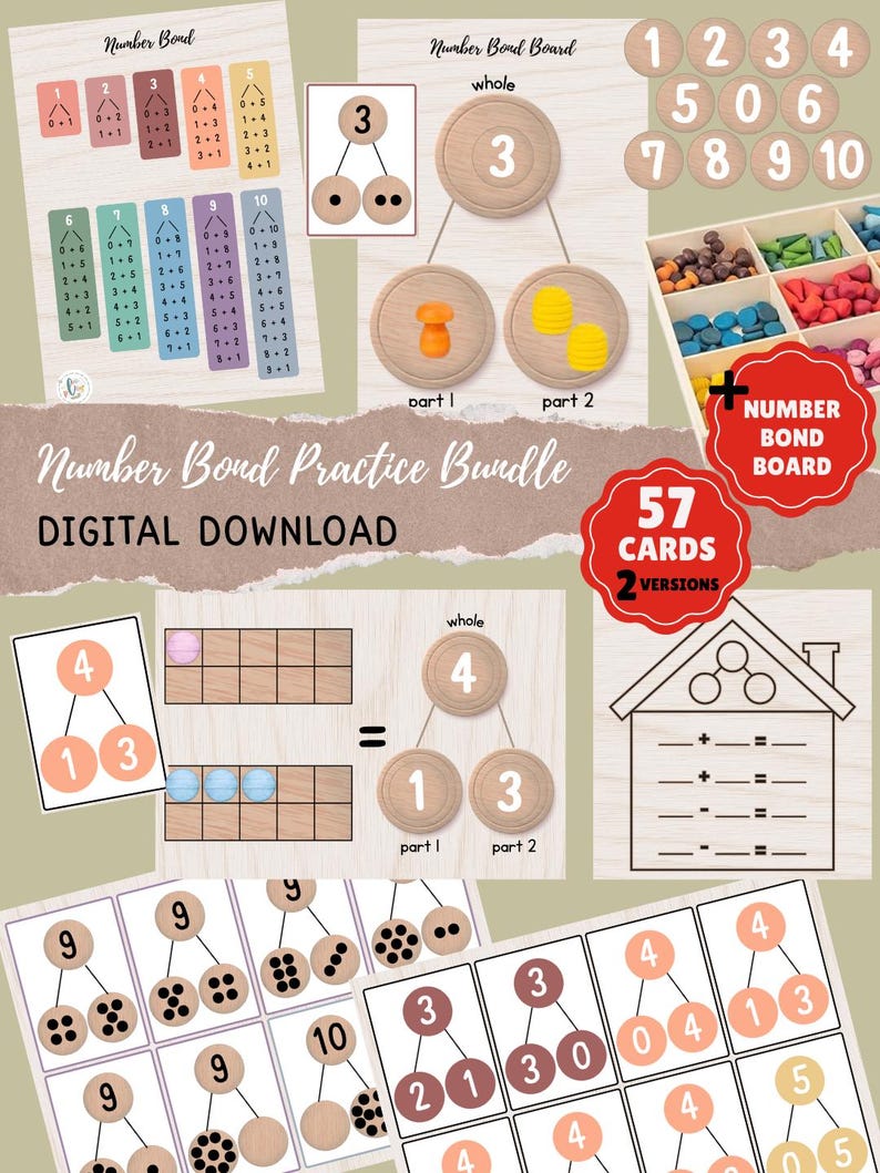 Number Bond Flashcards 0-10 | Math Loose Parts Activity (PDF) - Etsy