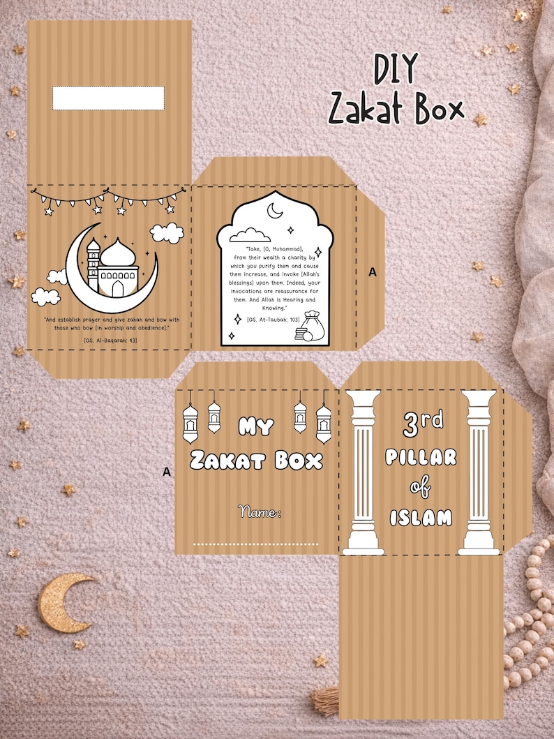 Ramadan Zakat Box Printable | Islamic Coloring Activity for Kids (PDF ...