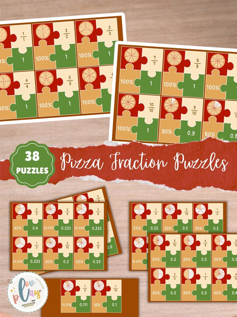 Fraction Puzzle Printable | Fractions to Decimals & Percentages ...