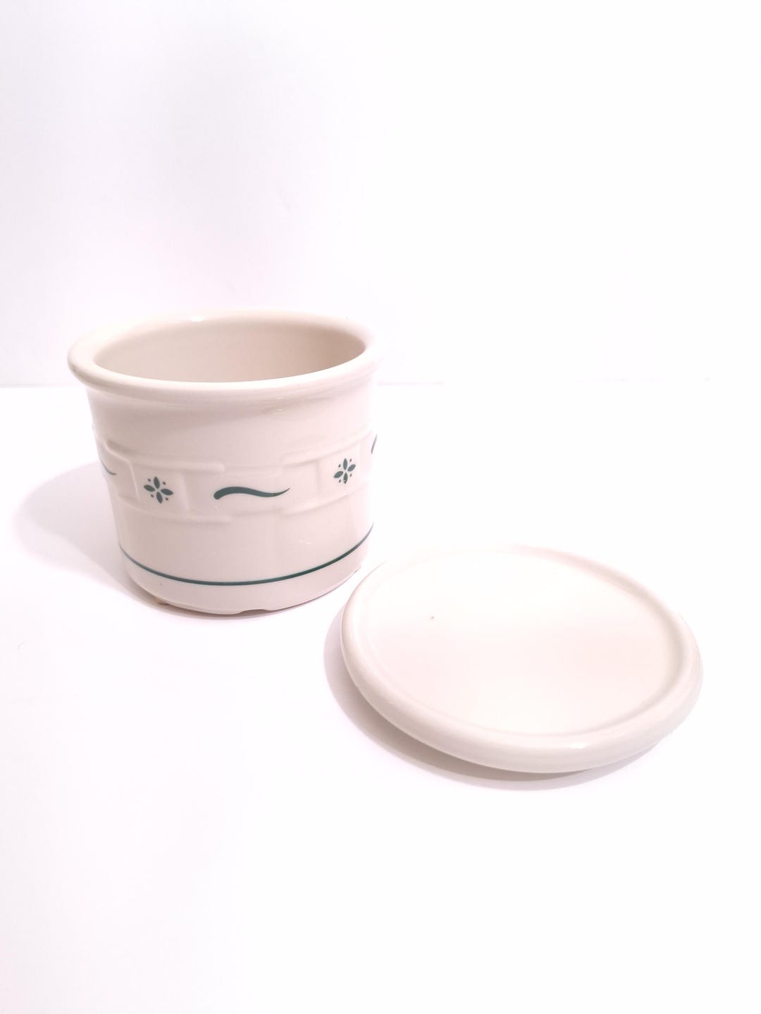 Vintage Longaberger Ceramic Crock With Lid| White Stoneware Kitchen Jar ...