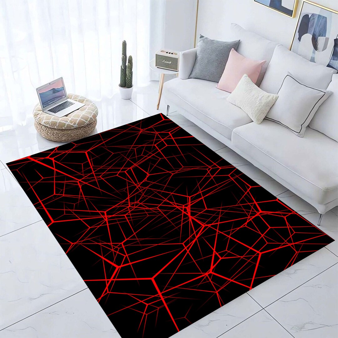 Abstract Black-red Pattern Carpet, for Living Room, Area Rug, Home ...