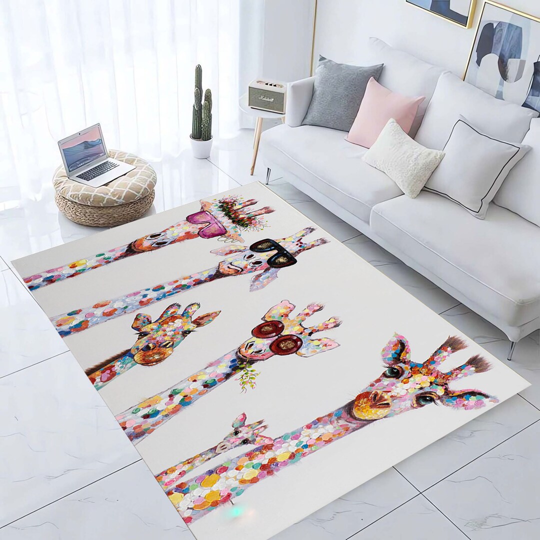 Funny Giraffes Rug,funny Theme Rug,living Room Rug,children Room Rug ...