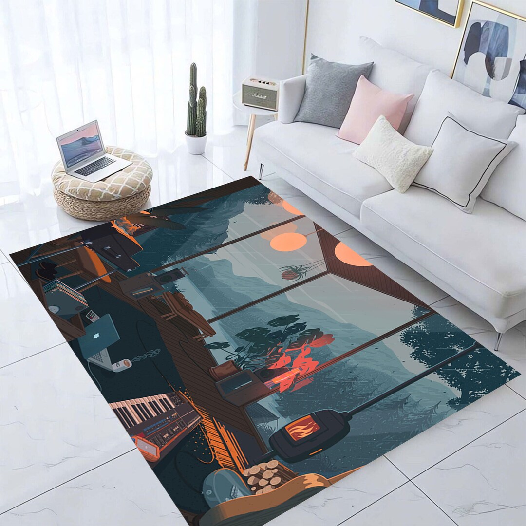 Lo-fi Style Anime Room Rugs, Office Rug, Pattern Rugs, Lo-fi Style Rug ...