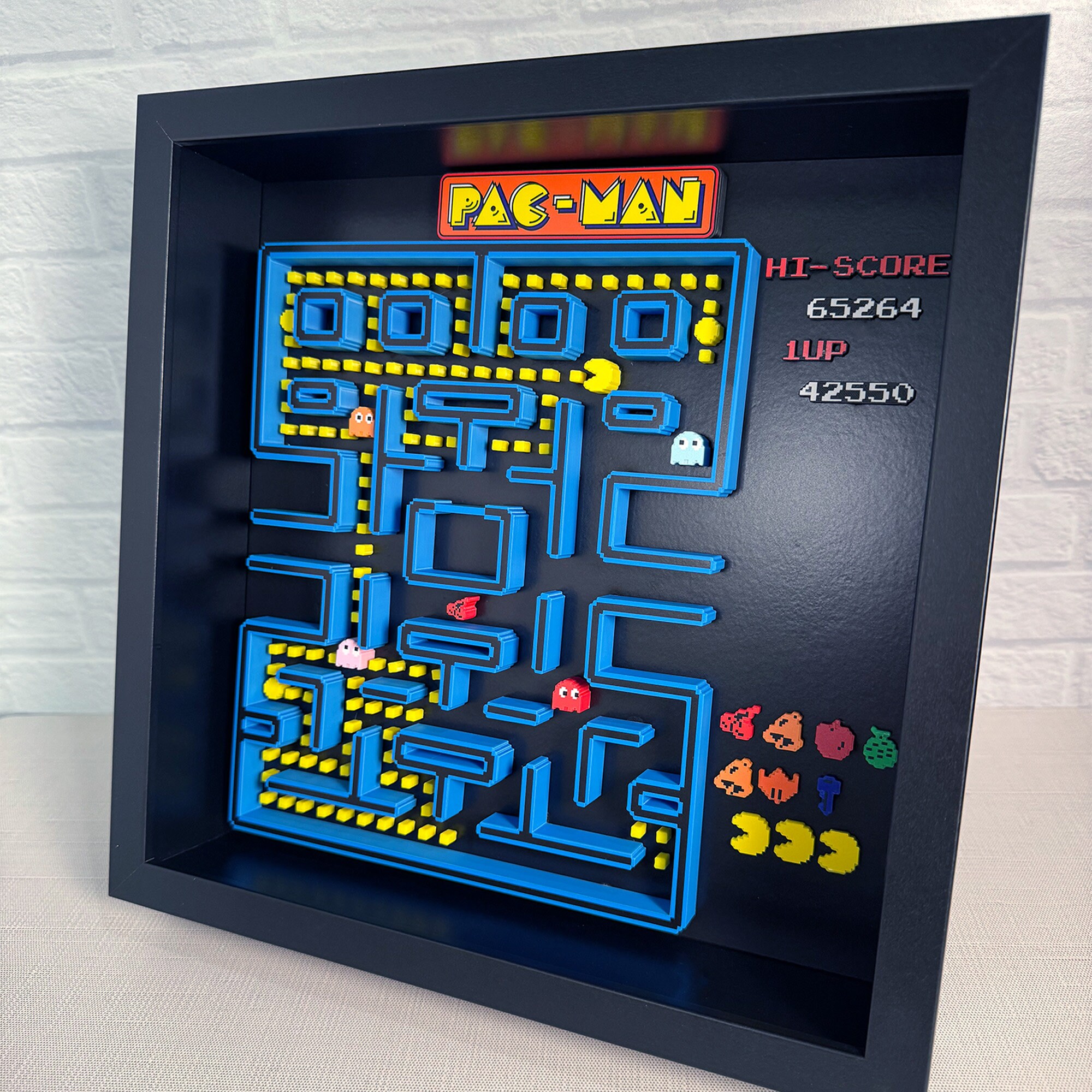 Pac-man Shadow Box 3D Diorama 10.5” X 10.5” X 2.5” - Fan Art, Arcade ...
