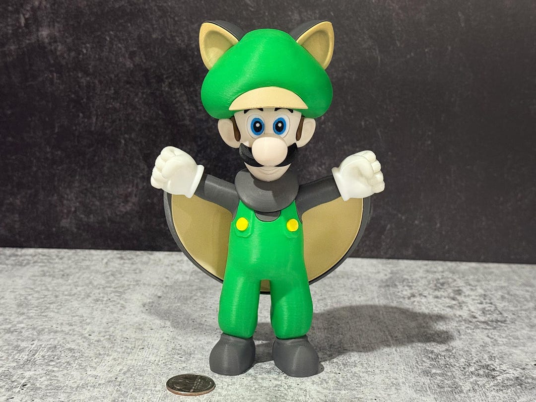 Flying Squirrel Luigi 3D Printed Figure - Collectible, Fan Art, Arcade ...
