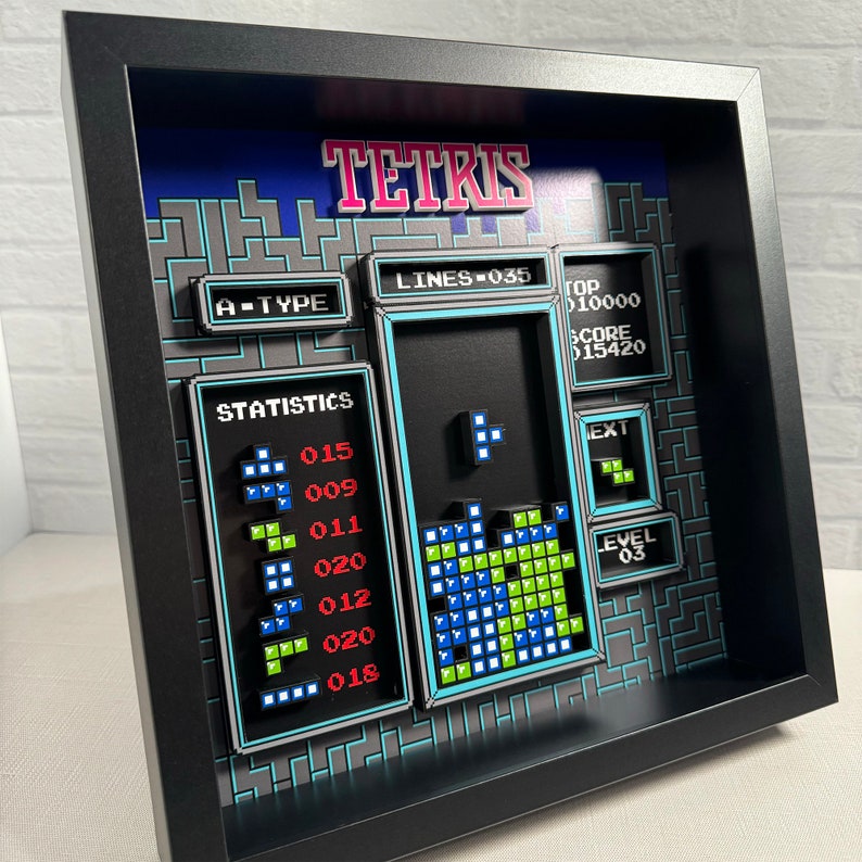 Tetris Shadow Box 3D Diorama 10.5” X 10.5” X 2.5” - Fan Art, Arcade ...