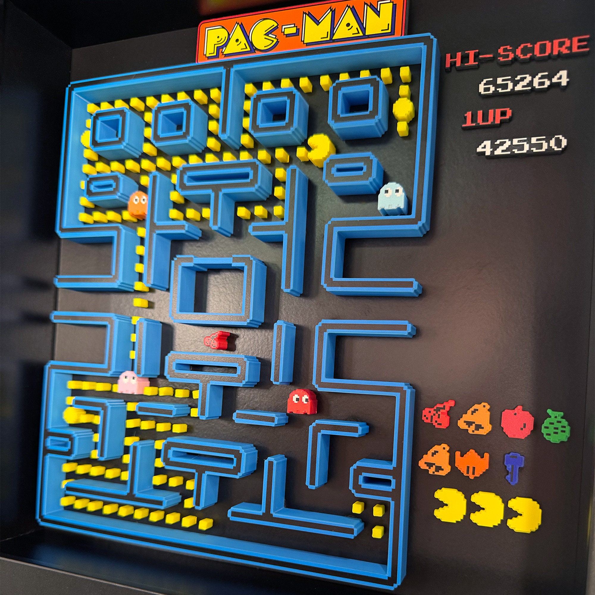 Pac-man Shadow Box 3D Diorama 10.5” X 10.5” X 2.5” - Fan Art, Arcade ...