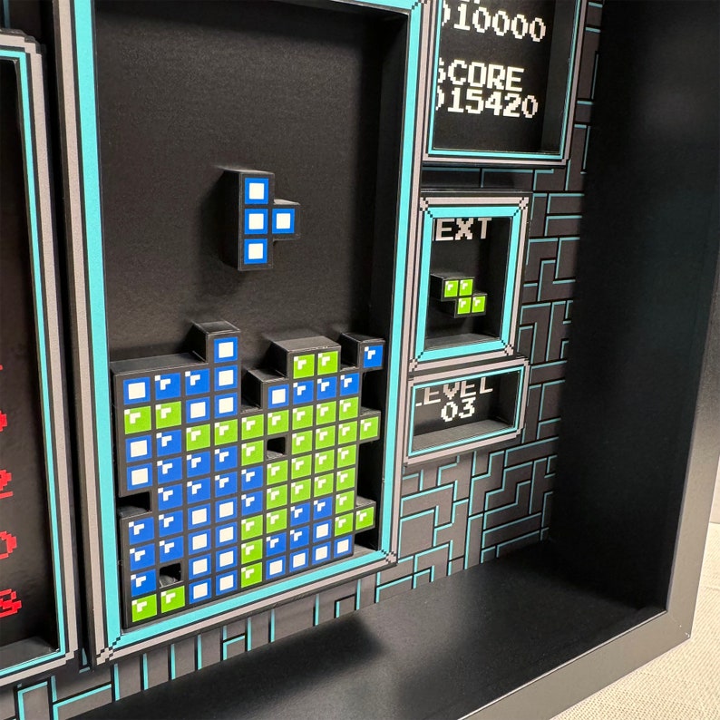 Tetris Shadow Box 3D Diorama 10.5” X 10.5” X 2.5” - Fan Art, Arcade ...