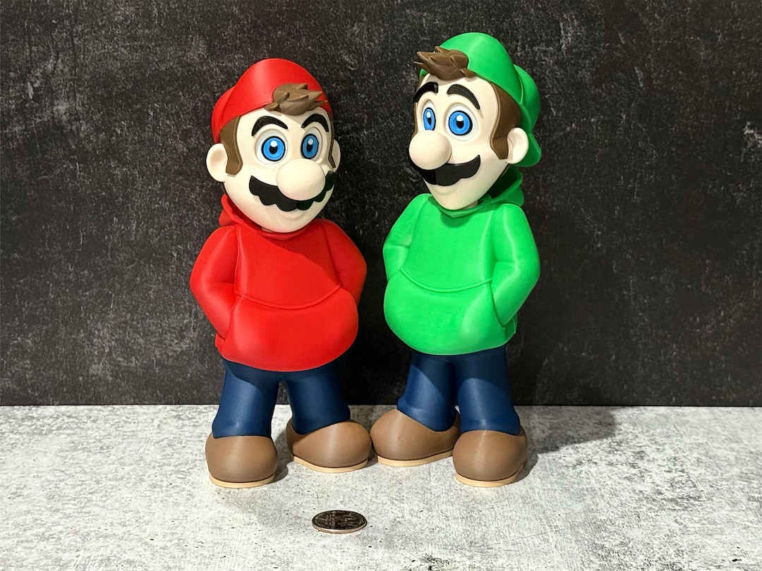 Chill Mario and Chill Luigi 3D Printed Figures - Collectible, Fan Art ...