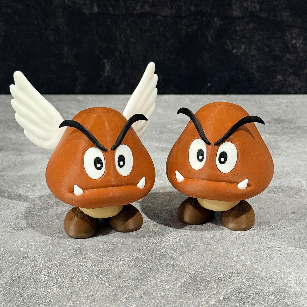 Goomba and Paragoomba 3D Printed Figures - Collectible, Fan Art, Arcade ...