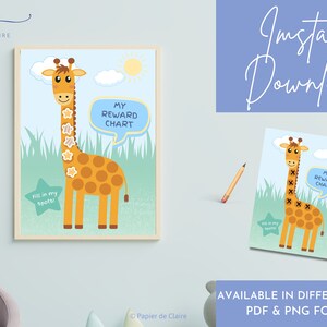 Giraffe Reward Chart | Toddler Kids Behaviour Reward Chart Printable ...