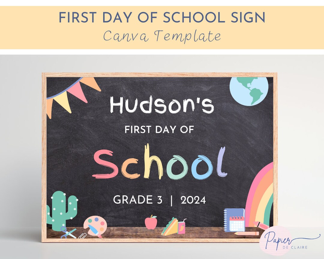 Editable First Last Day of School Preschool Sign Blackboard ...