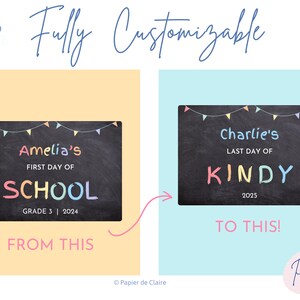 Editable First Last Day of School Preschool Sign Blackboard ...