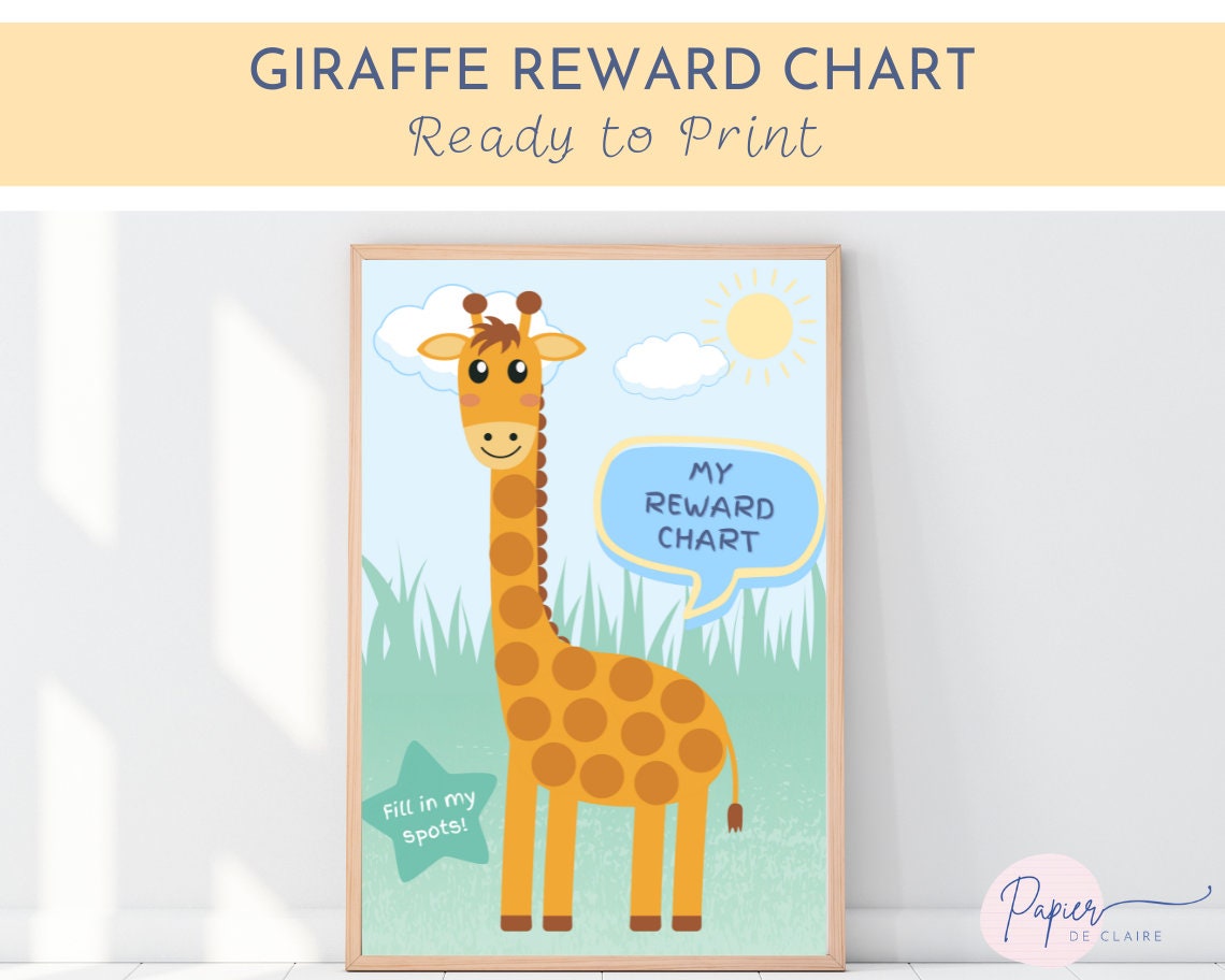 Giraffe Reward Chart | Toddler Kids Behaviour Reward Chart Printable ...