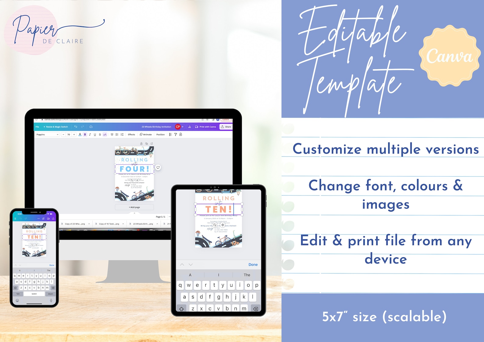 Kids Wheels Birthday Party Invitation | Bike Scooter Skateboard ...