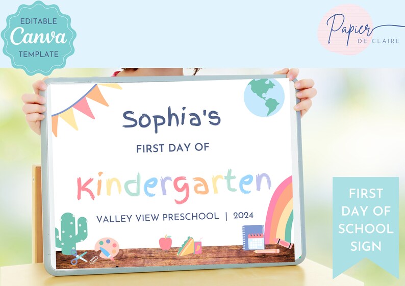 Editable First Last Day of School Preschool Sign | Personalized ...