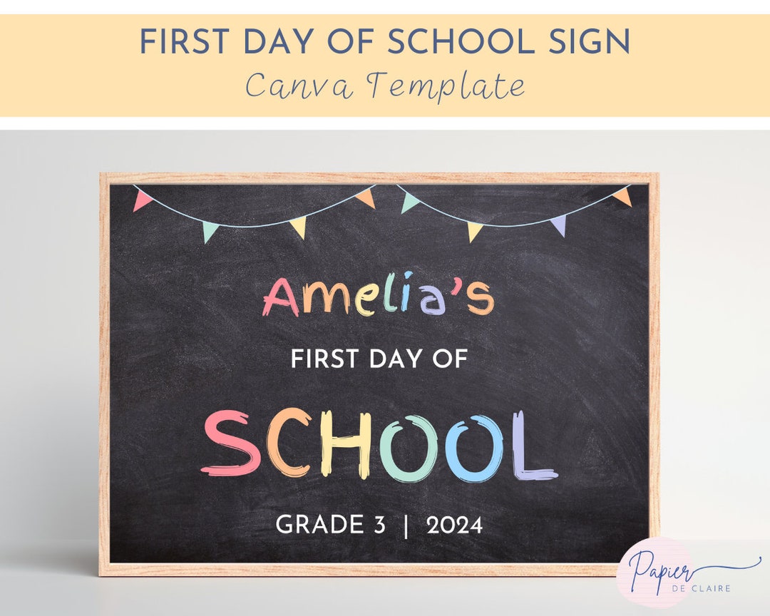 Editable First Last Day of School Preschool Sign Blackboard ...