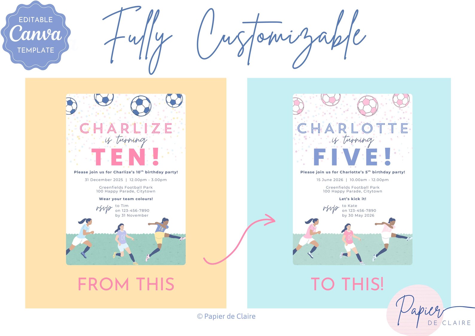 Pink Glitter Football Birthday Party Invitation | Soccer Ball Sports ...