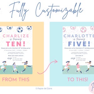 Pink Glitter Football Birthday Party Invitation | Soccer Ball Sports ...